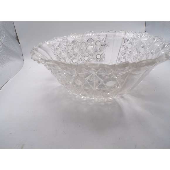 Dining | Vintage Cut Crystal Glass Serving Bowl Scalloped Edge Hobstar ...